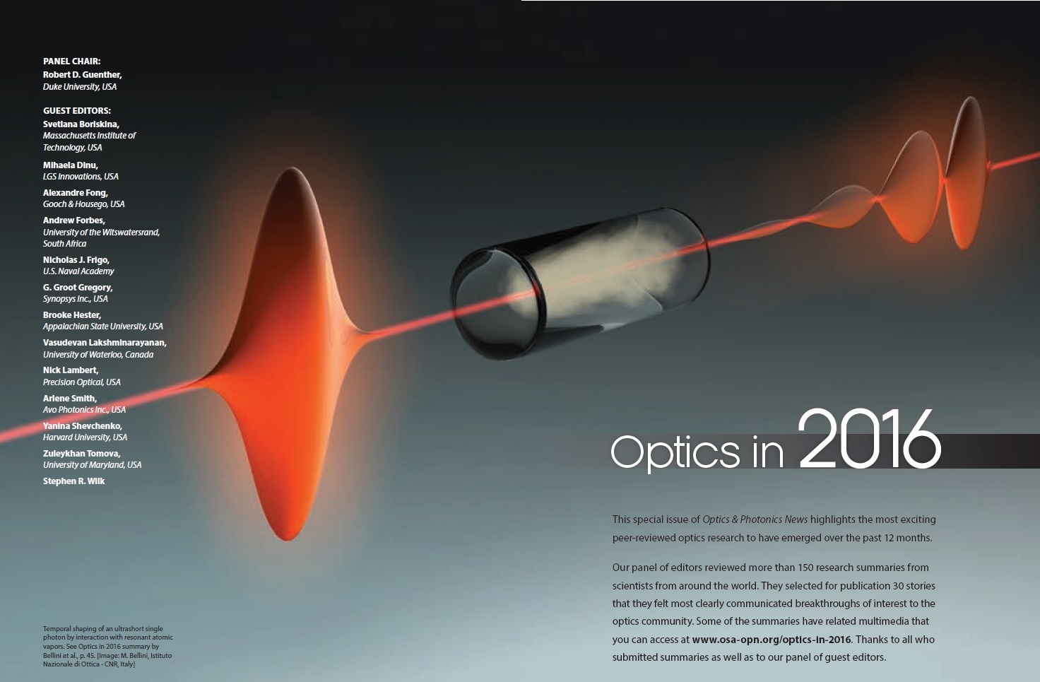 OSA “Best of 2016” in Optics & Photonics News - Quantum & Extreme Light